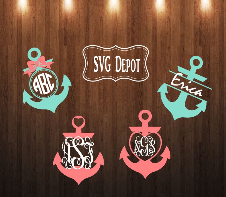 Anchor Monogram Svg Group, Svg File, Anchor Digital File, Split Anchor File - Etsy