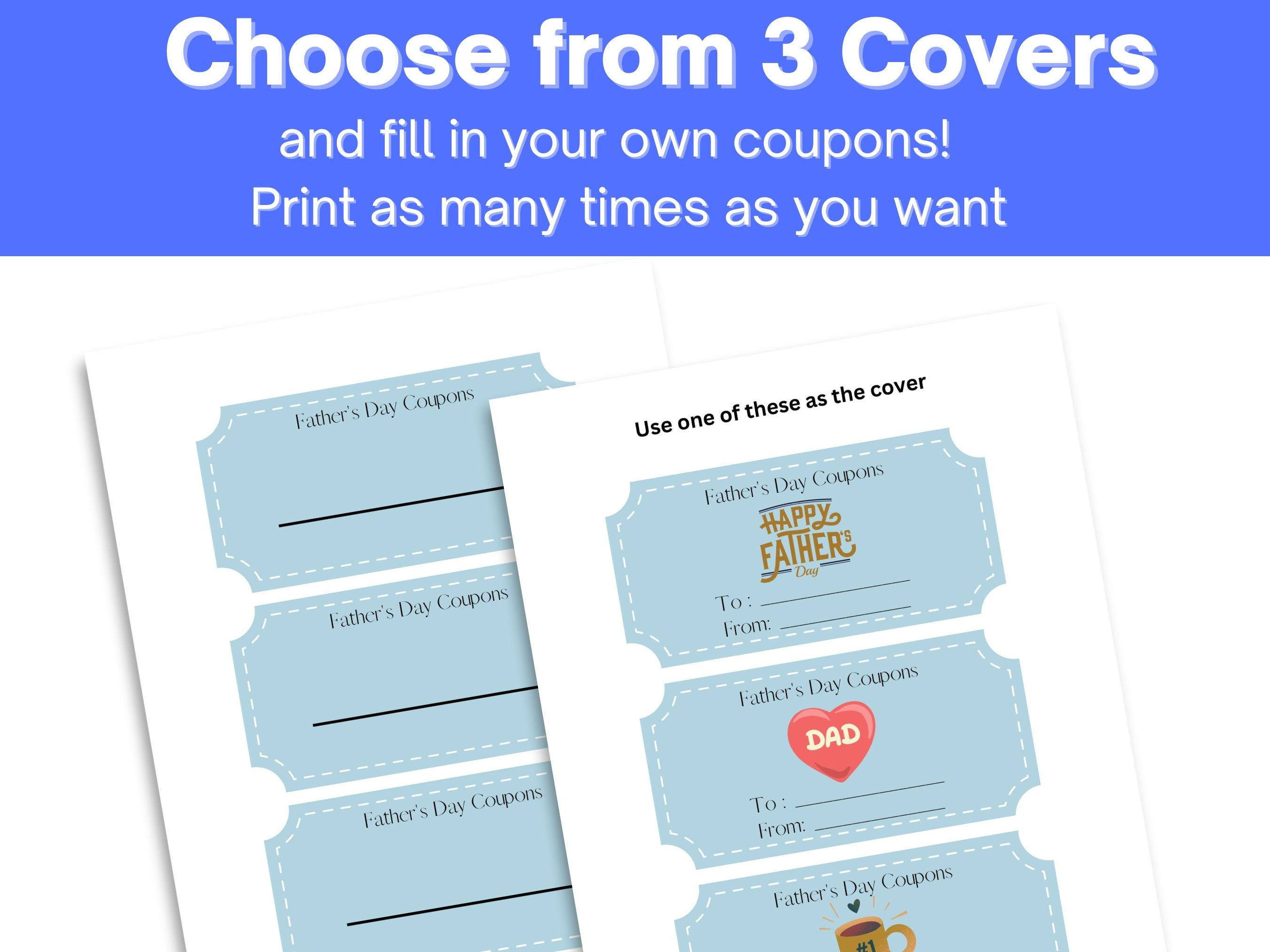 Father's Day Coupon Book, Printable Father's Day Gift From Kids, Custom ...