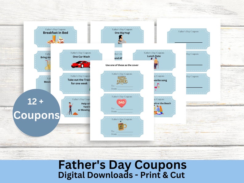 Father's Day Coupon Book, Printable Father's Day Gift From Kids, Custom ...