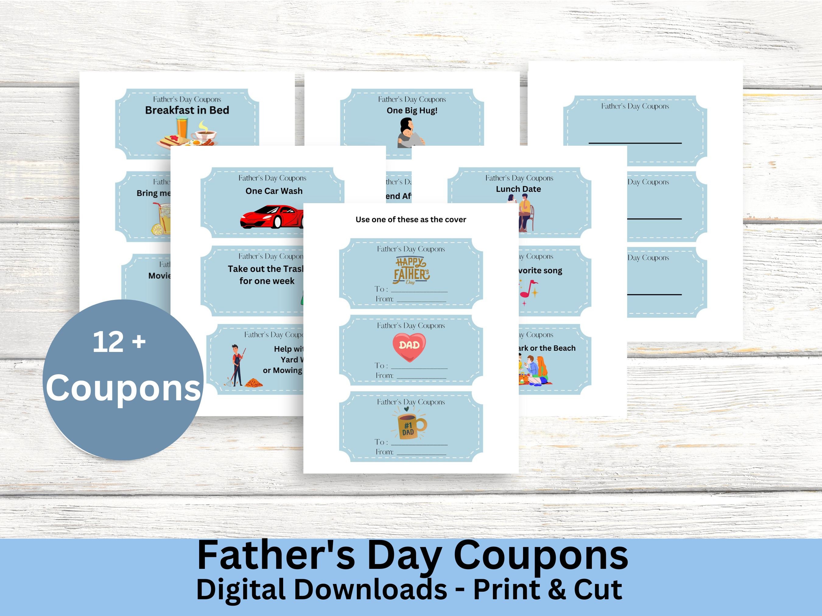 Father's Day Coupon Book, Printable Father's Day Gift From Kids, Custom ...