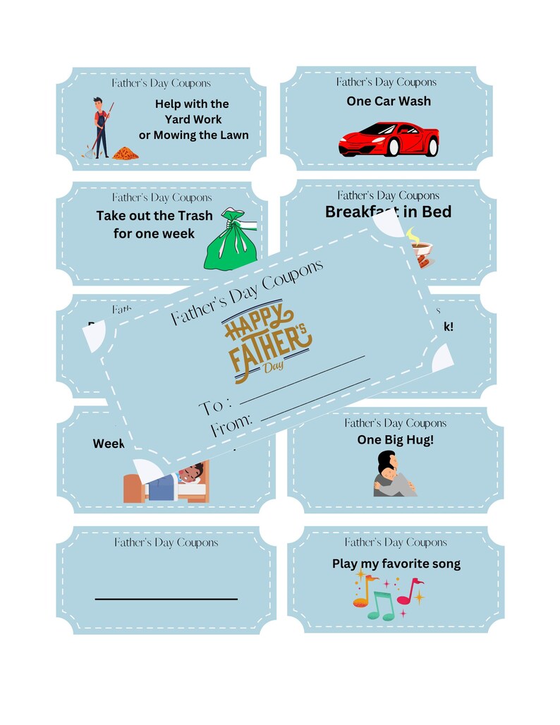 Father's Day Coupon Book, Printable Father's Day Gift From Kids, Custom ...