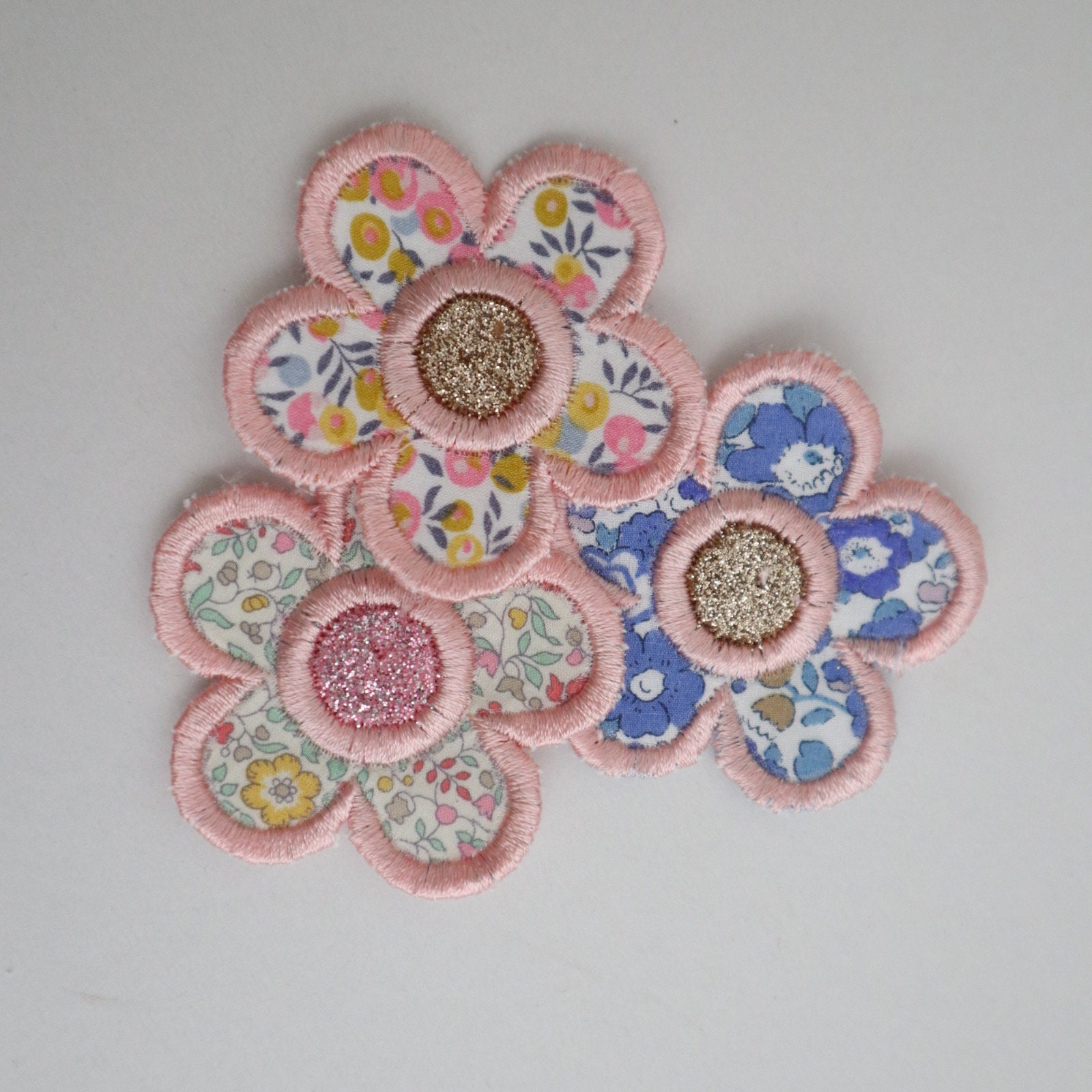 Liberty Fabric Flower Appliqué: Embroidered Iron-on Daisy Patch - Etsy