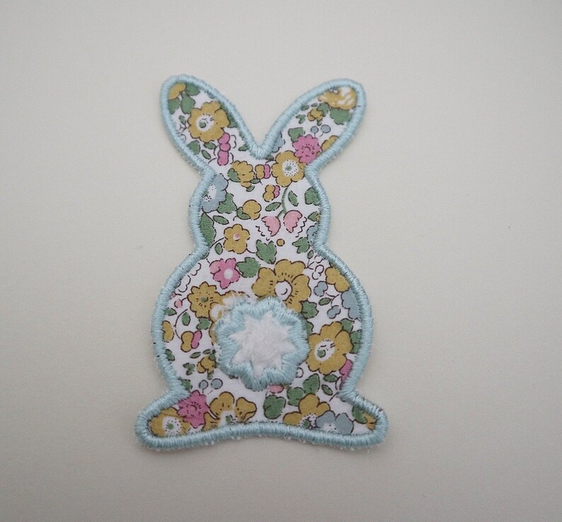 Easter Bunny Iron on Patch: Liberty Appliqué With Fluffy Tail - Etsy