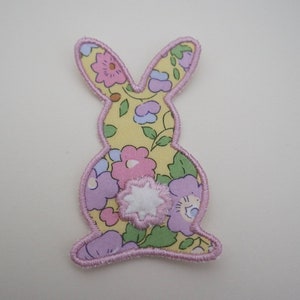 Easter Bunny Iron on Patch: Liberty Appliqué With Fluffy Tail - Etsy