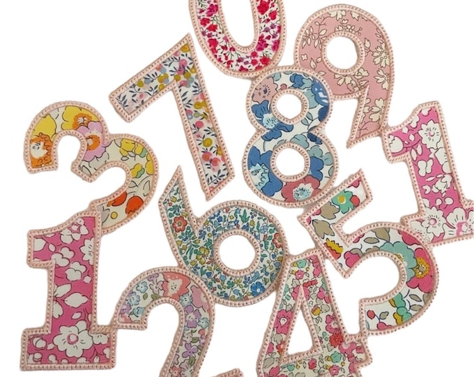 Liberty Appliqué Numbers Birthday Embroidered Multiple Sizes Iron-on ...