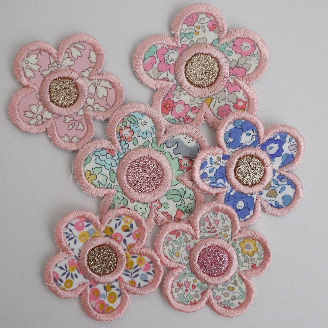 Liberty Fabric Flower Appliqué: Embroidered Iron-on Daisy Patch - Etsy