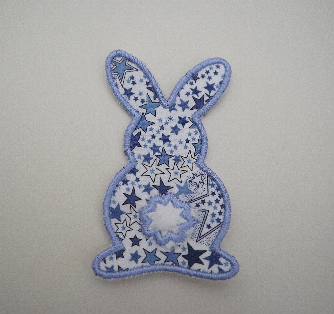 Easter Bunny Iron on Patch: Liberty Appliqué With Fluffy Tail - Etsy