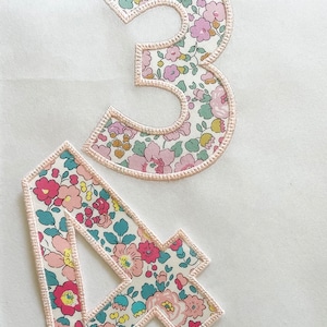 Liberty Appliqué Numbers Birthday Embroidered | Iron-on Transfer Patch ...