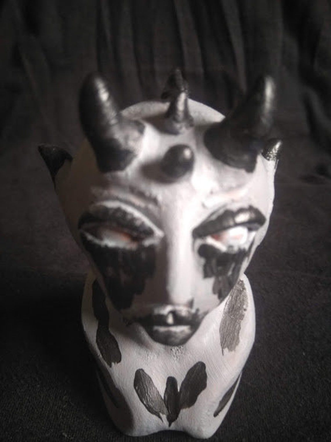 Gray Demon Head / Gray Demon Bust / Female Demon Head / Handemad Demon ...