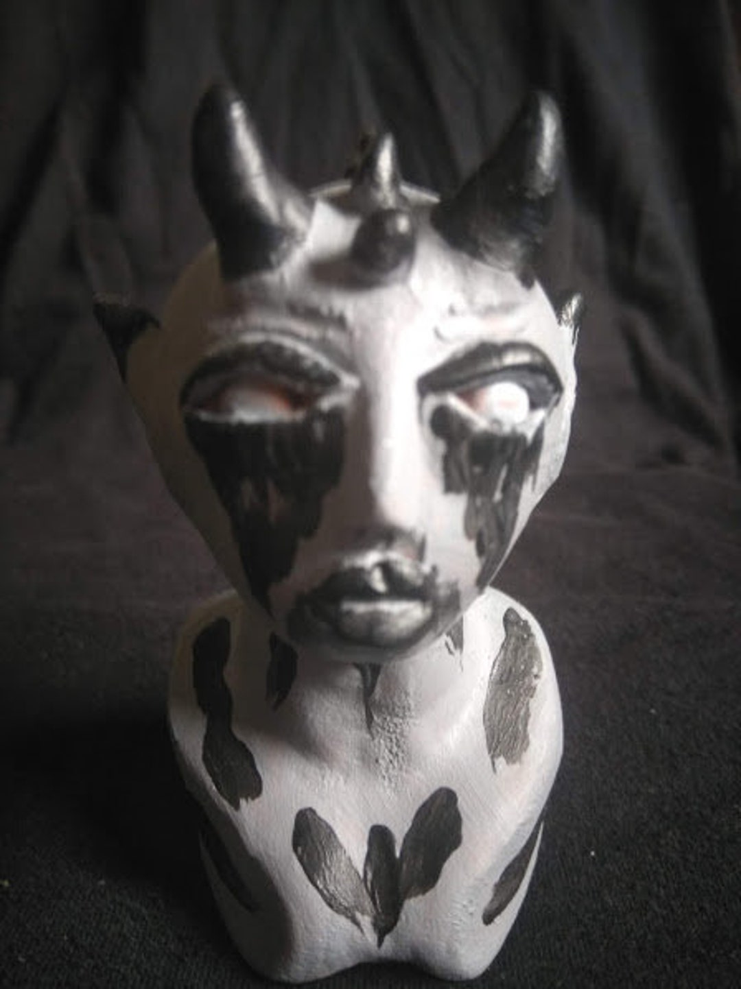 Gray Demon Head / Gray Demon Bust / Female Demon Head / Handemad Demon ...