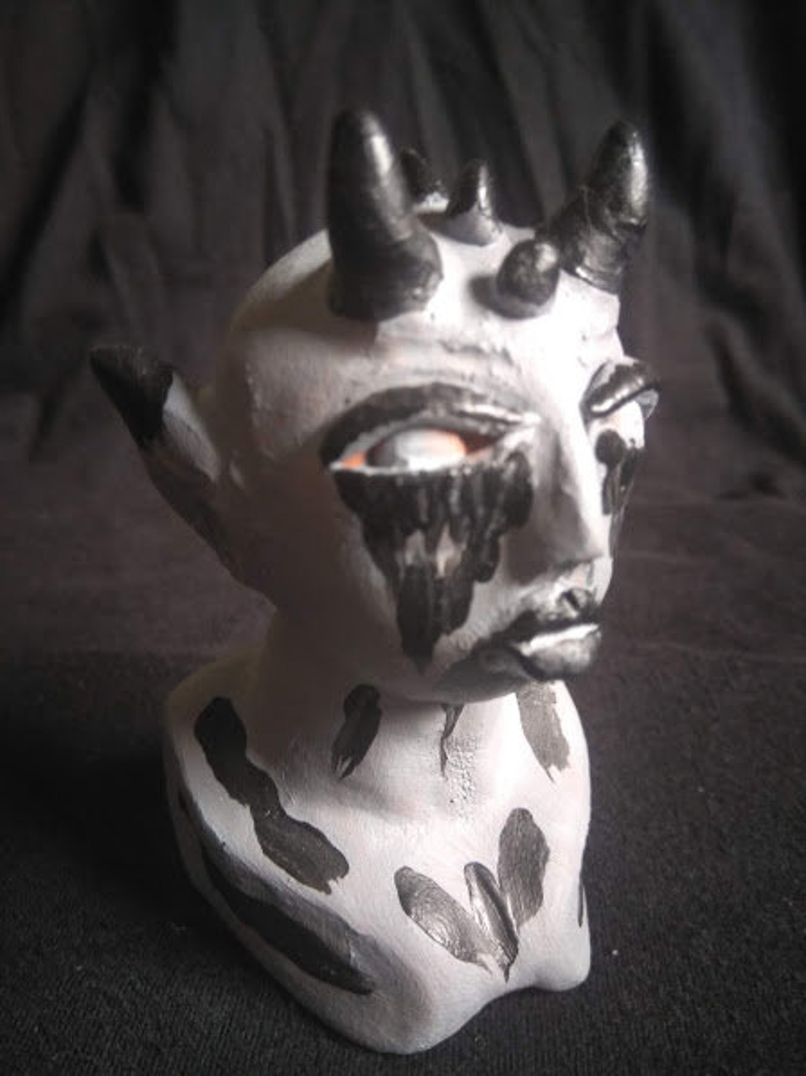 Gray Demon Head / Gray Demon Bust / Female Demon Head / Handemad Demon ...
