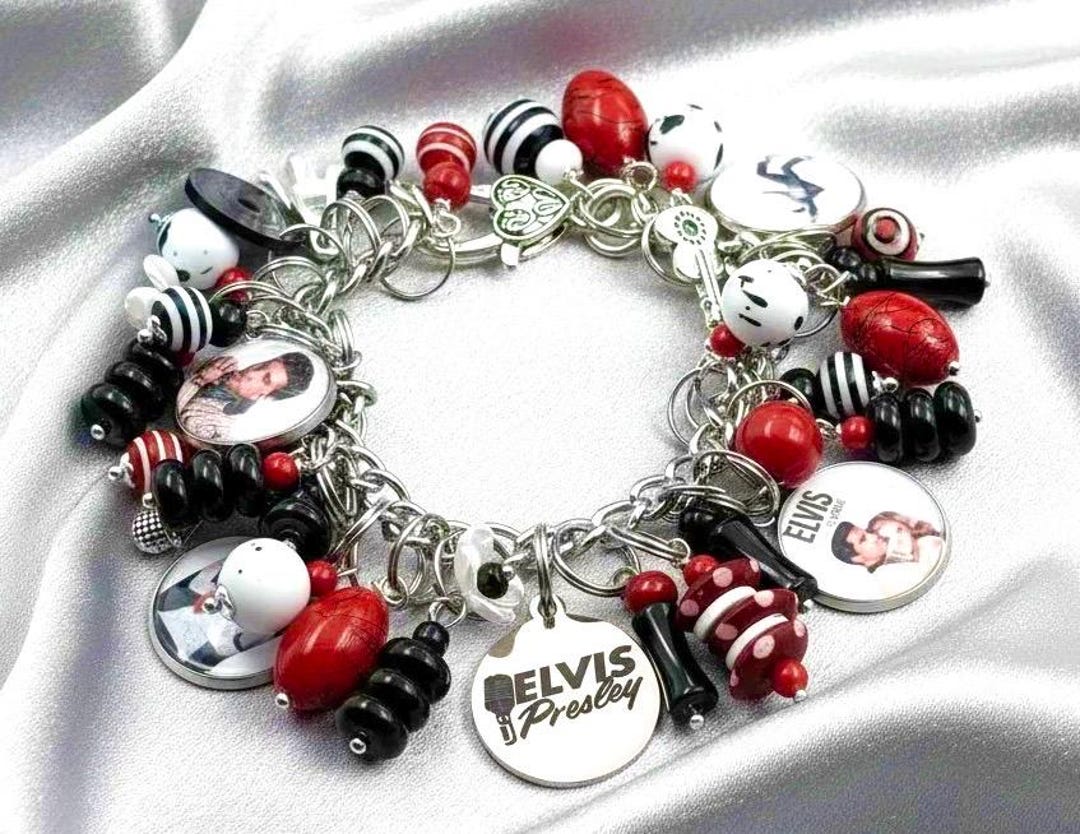 Handmade Elvis Presley Charm Bracelet: Music-themed Beaded Jewelry - Etsy
