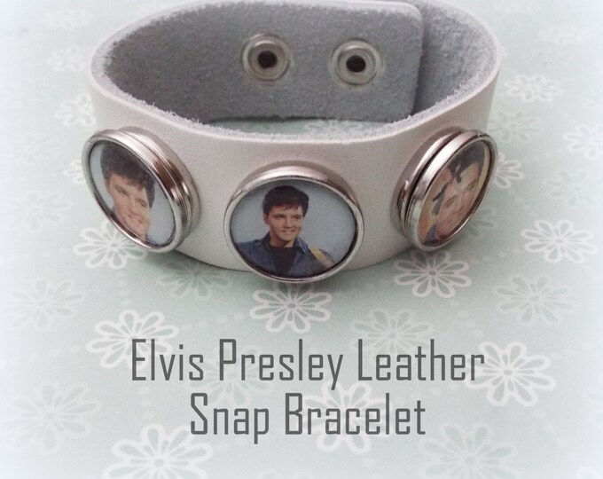 Elvis Presley Leather Snap Bracelet, Gift for Elvis Presley Lover ...