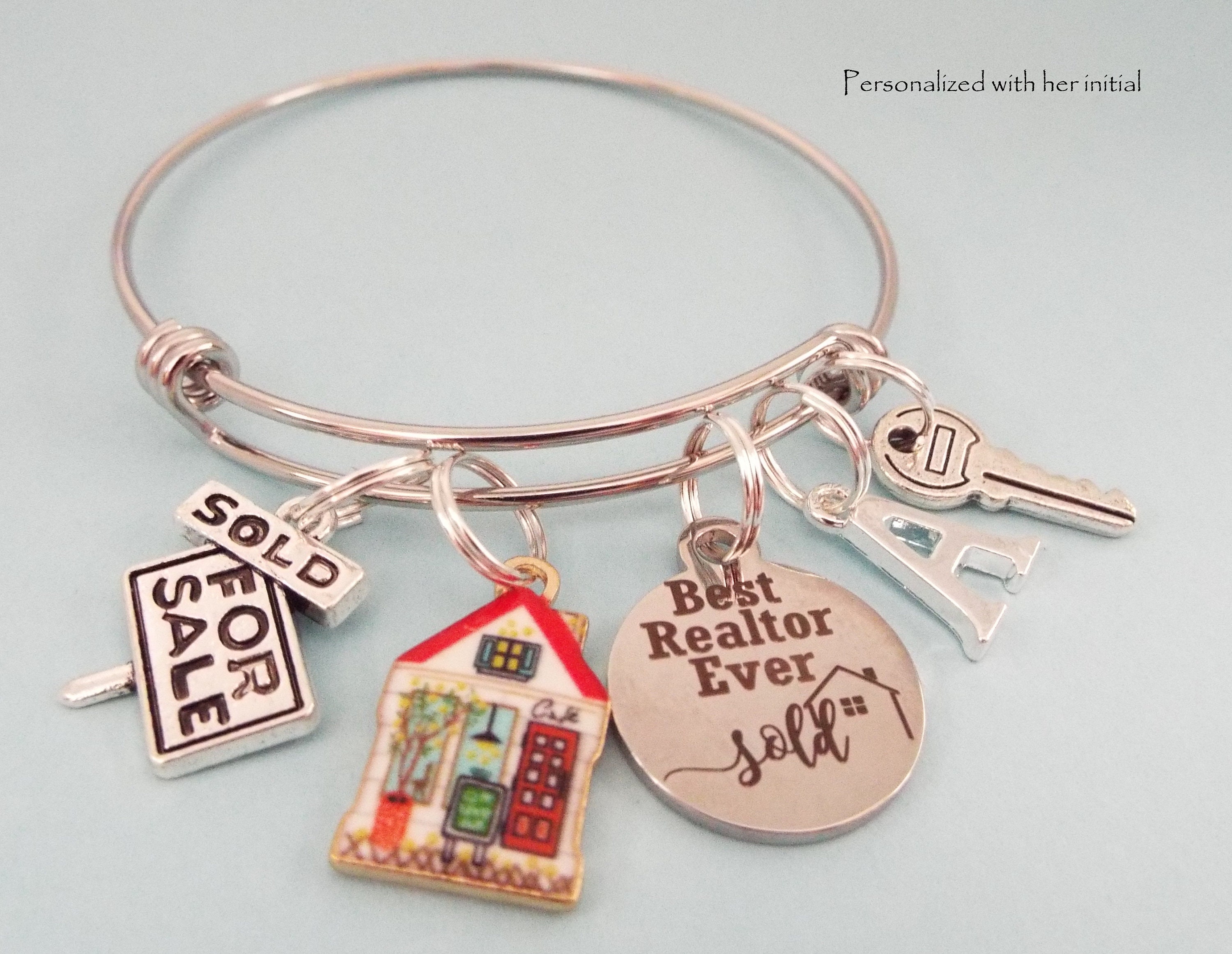 Real Estate Agent Gift Charm Bracelet, Thank You Gift for Her, Top ...