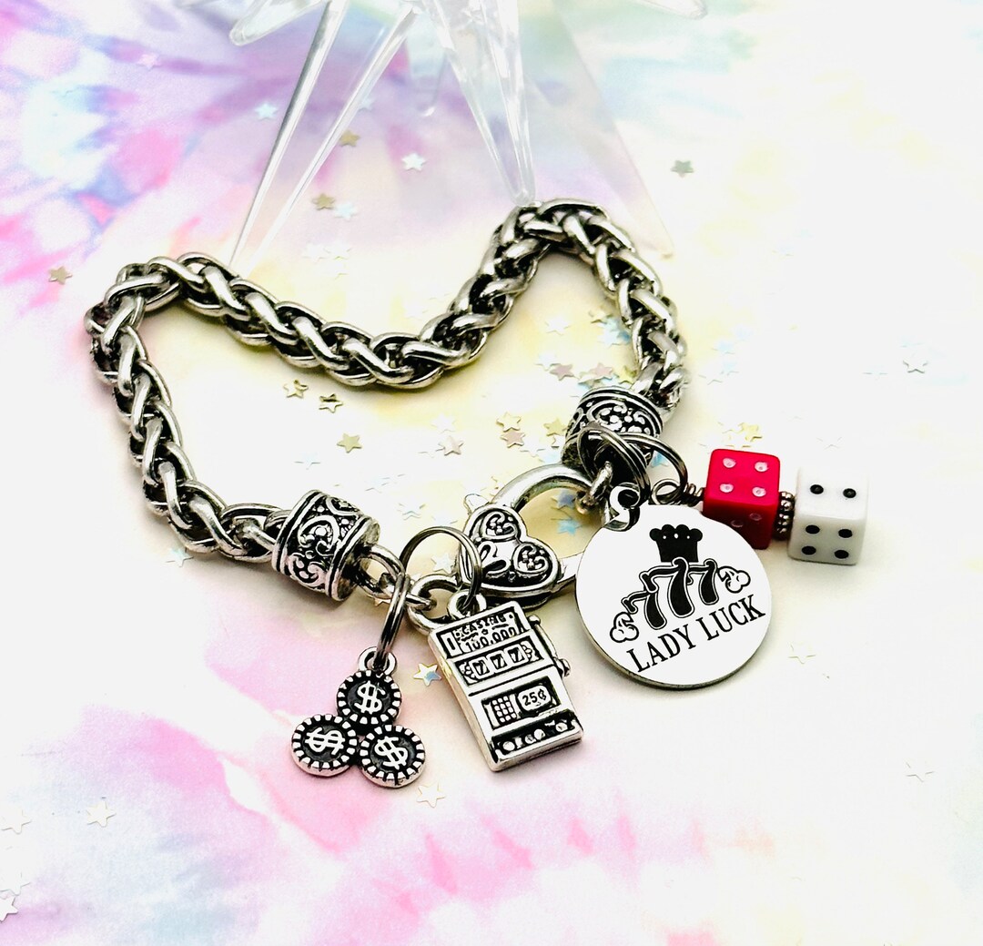 Casino Charm Bracelet: Handmade Lucky 7, Poker Chips, Dice - Etsy