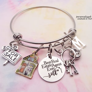 Real Estate Agent Gift Charm Bracelet, Thank You Gift for Her, Top ...