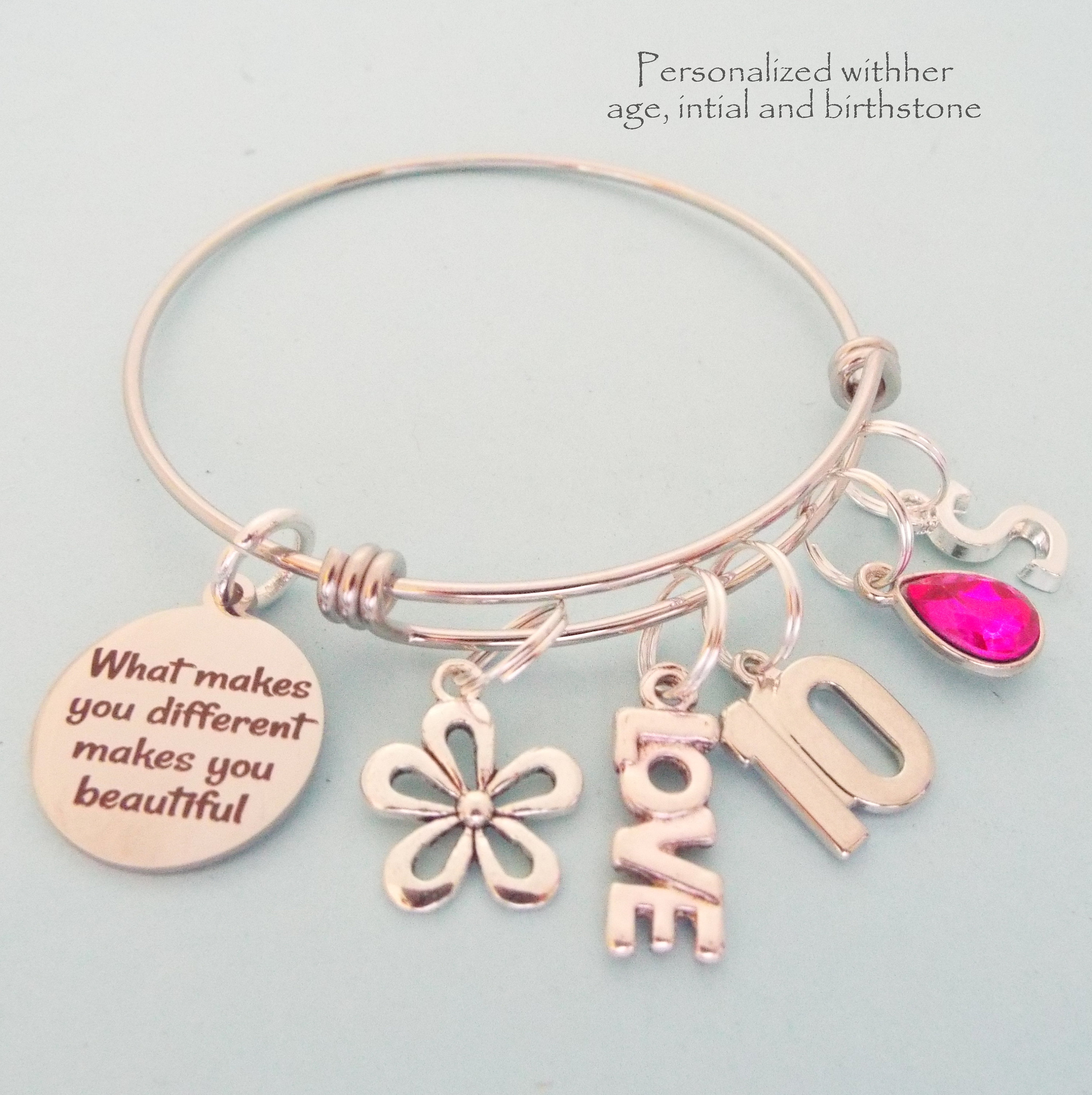 Girls' 10th Birthday Gift, Charm Bracelet for Girl Turning 10 Years Old ...