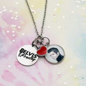 Handmade Elvis Presley Necklace: Stainless Steel Charm, Retro Rock and ...