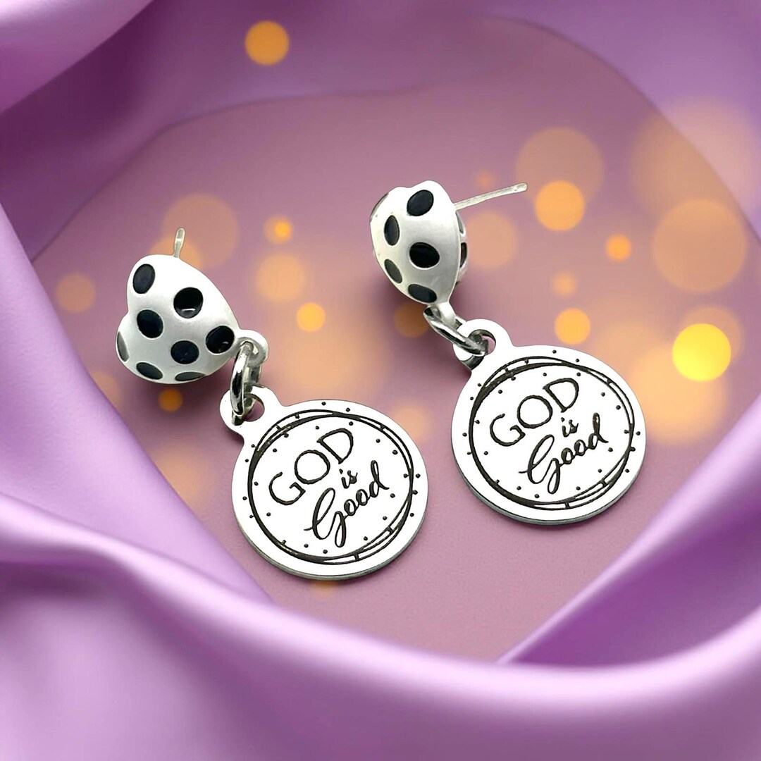 Christian Jewelry, God is Good Earrings, Bible Scripture Verse, Polka ...