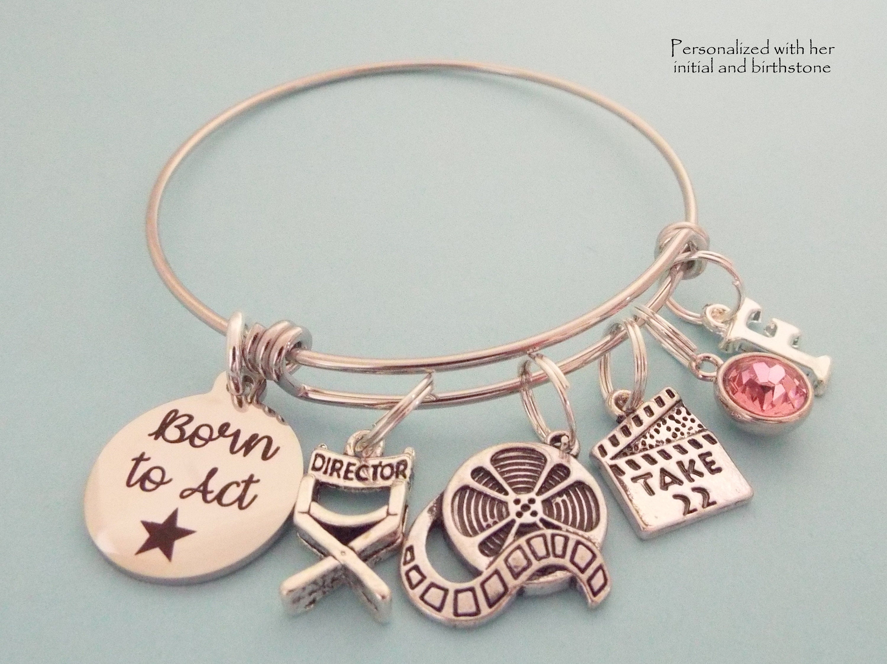 Aspiring Actress, Actor Girl Personalized Charm Bracelet, Acting ...