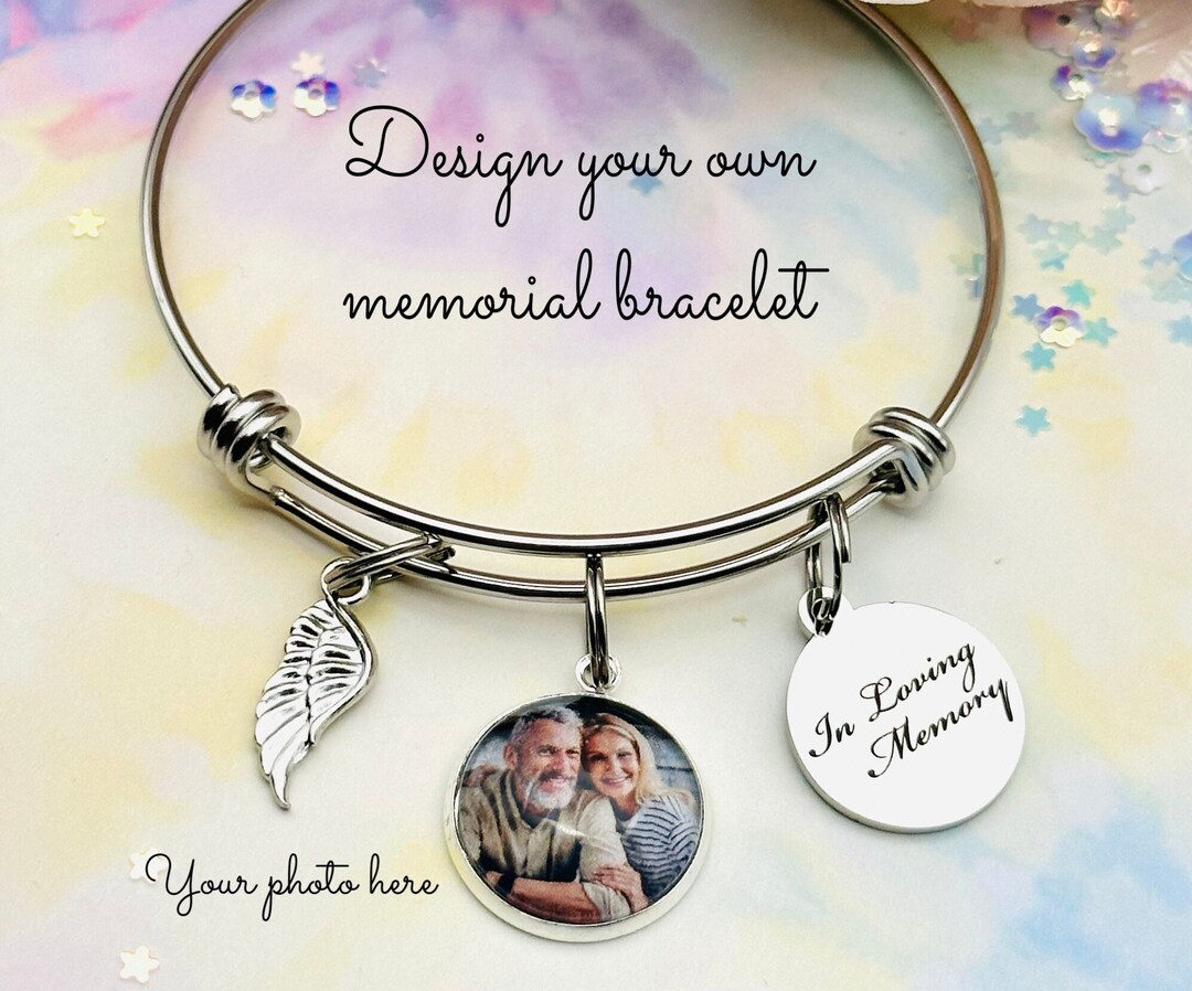 Personalized Memorial Photo Charm Bracelet: Sympathy Remembrance Gift ...