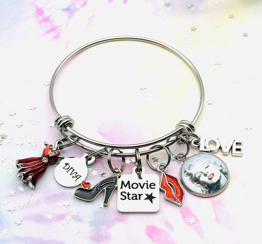 Marilyn Monroe Charm Bracelet: Handmade Stainless Steel Bangle - Etsy