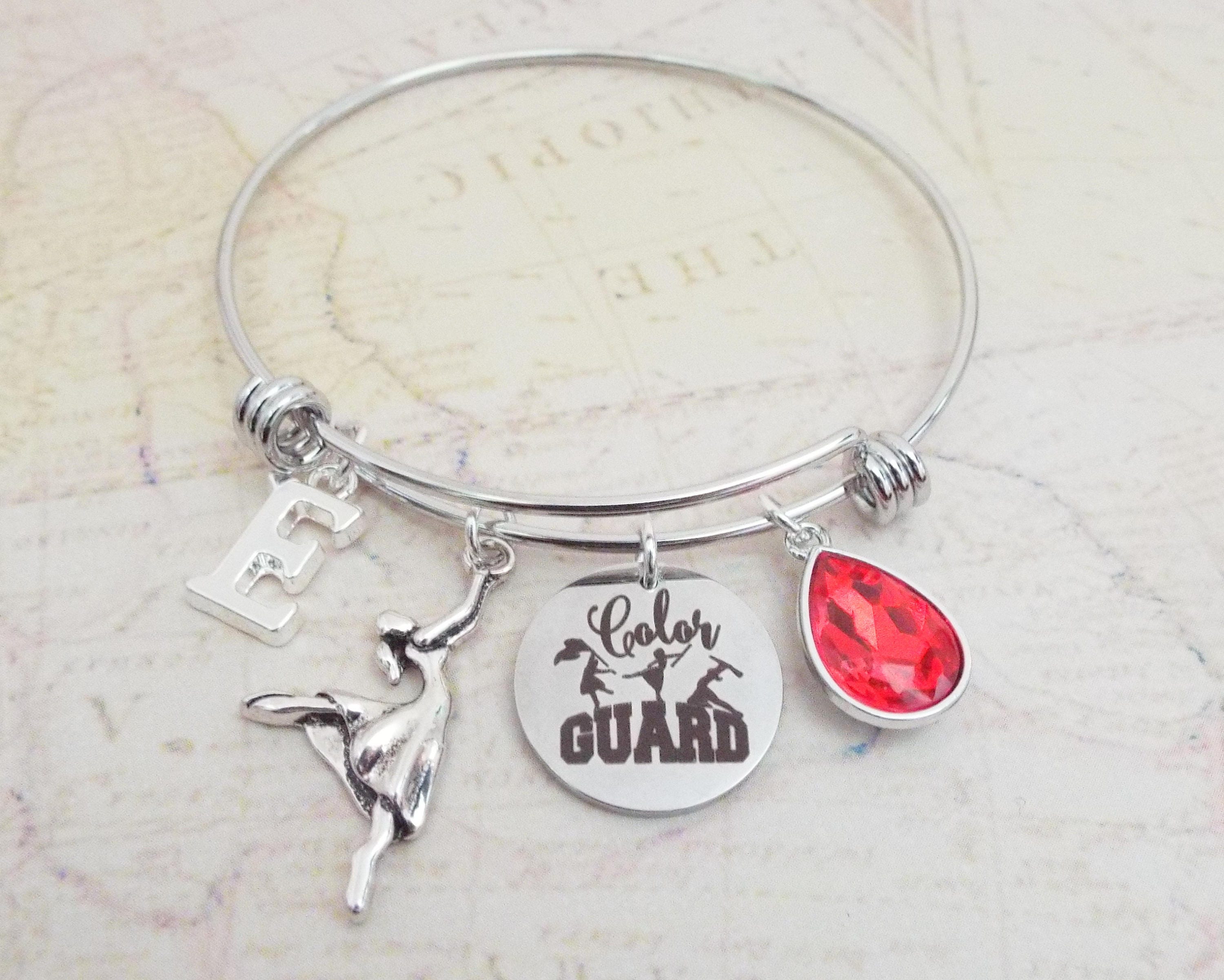 Color Guard Charm Bracelet, Flag Cheering, Cheerleader Personalized ...