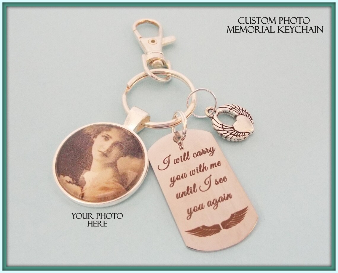 Memorial Keychain Custom Photo in Memory Gift in Memory of - Etsy