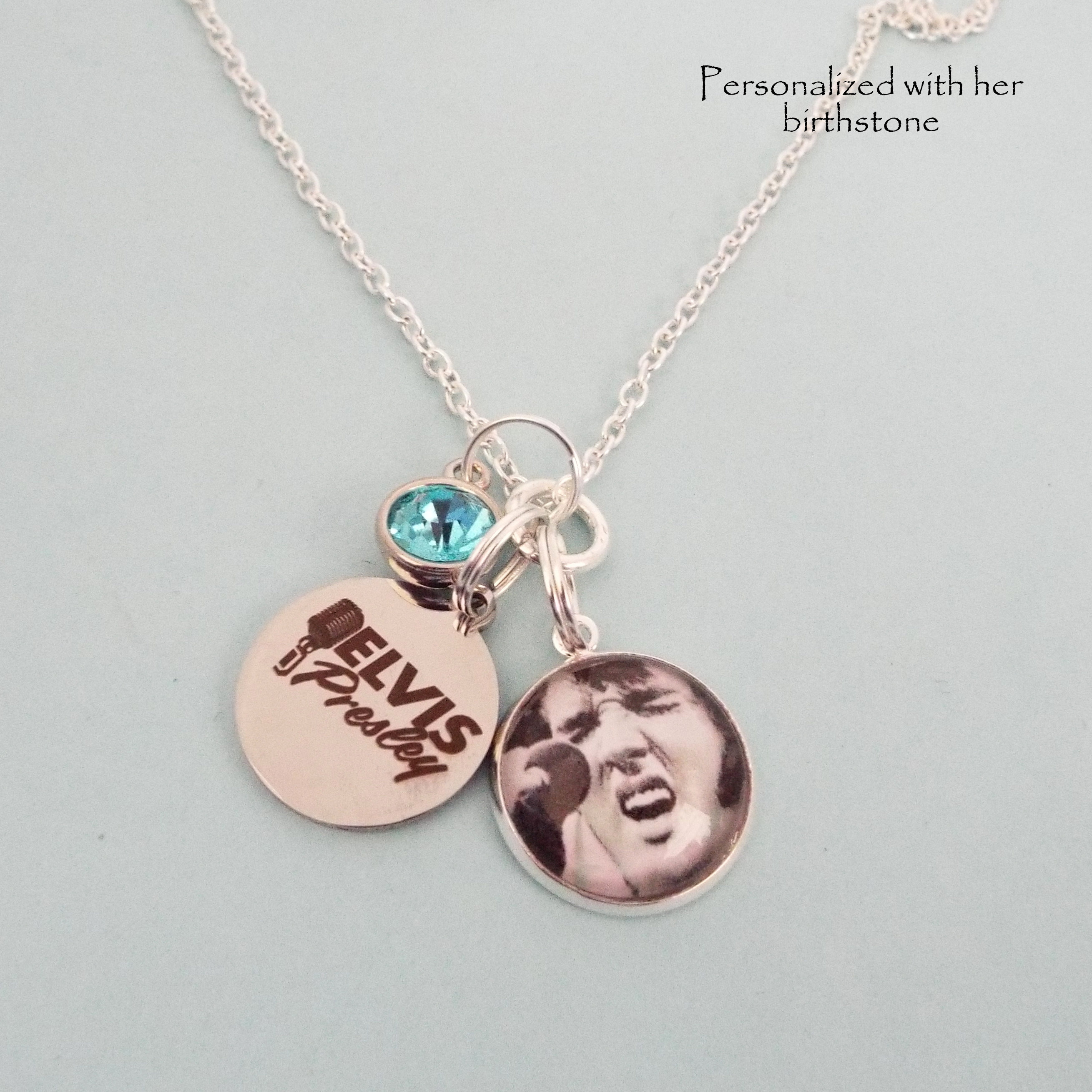 Elvis Presley Necklace Gift, Personalized Birthstone Jewelry, Custom ...