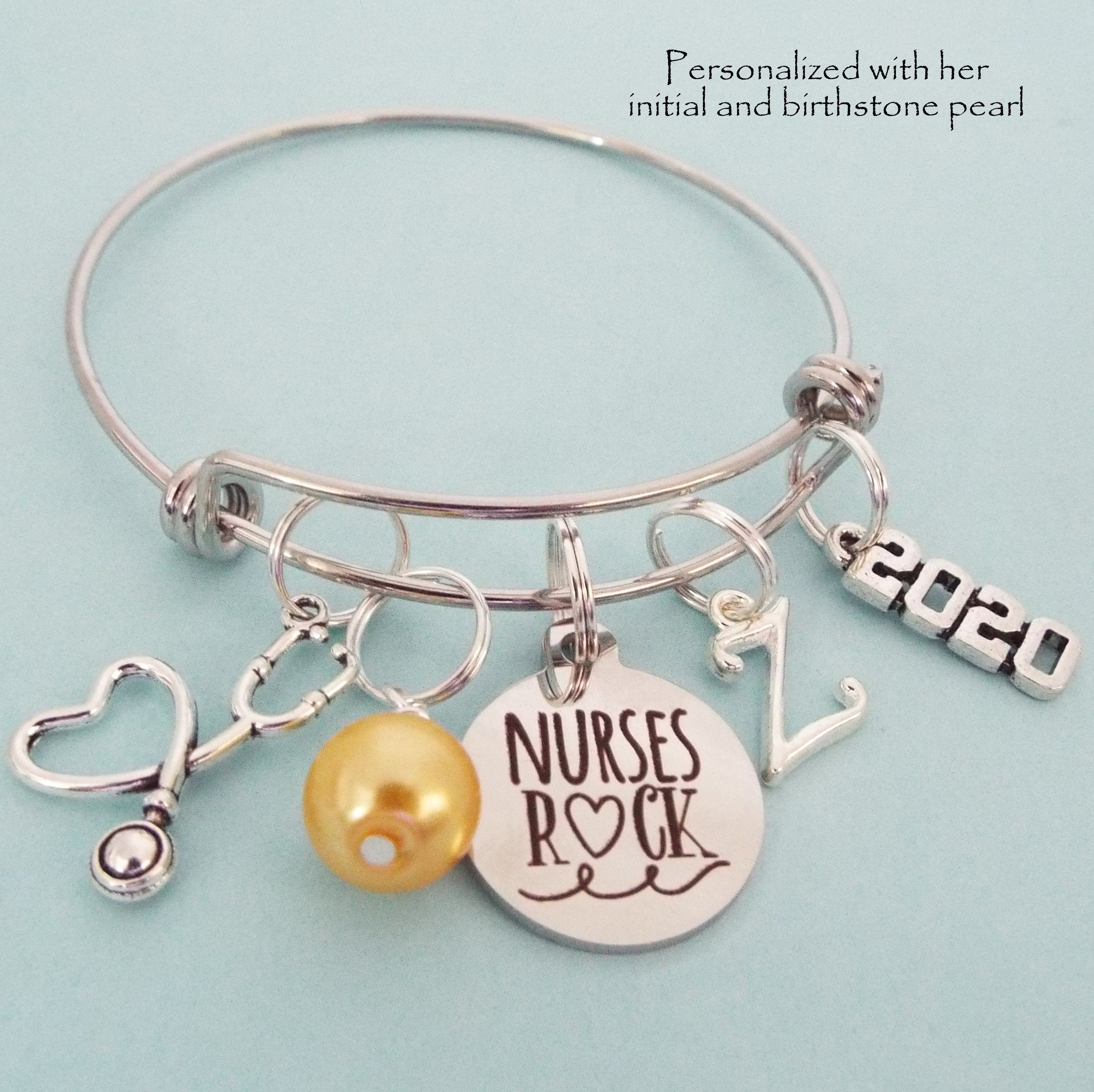 Nurse Thank You Gift, RN Graduation Gift, Nurse Graduate Charm Bracelet ...
