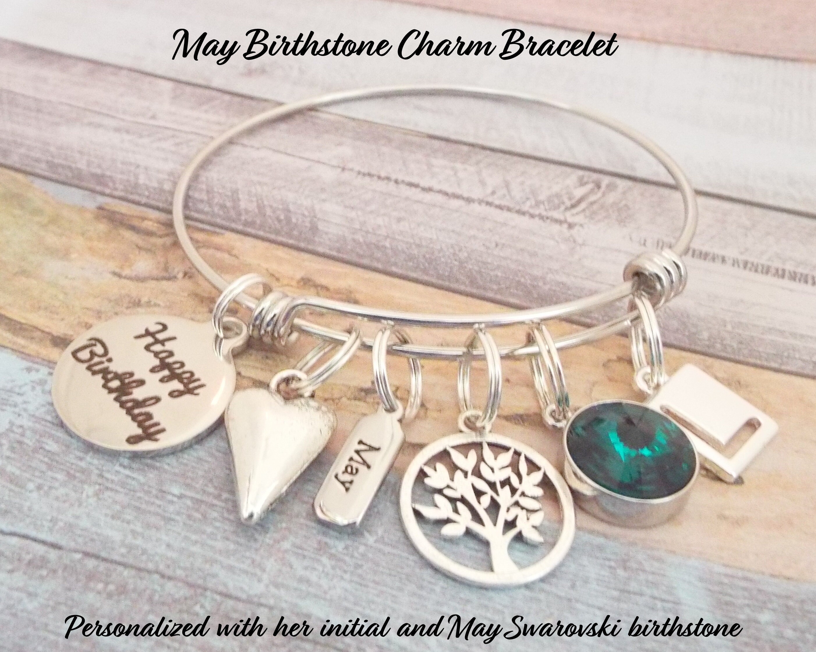 March Birthstone Charm Bracelet, March Birthday Gift for Her ...