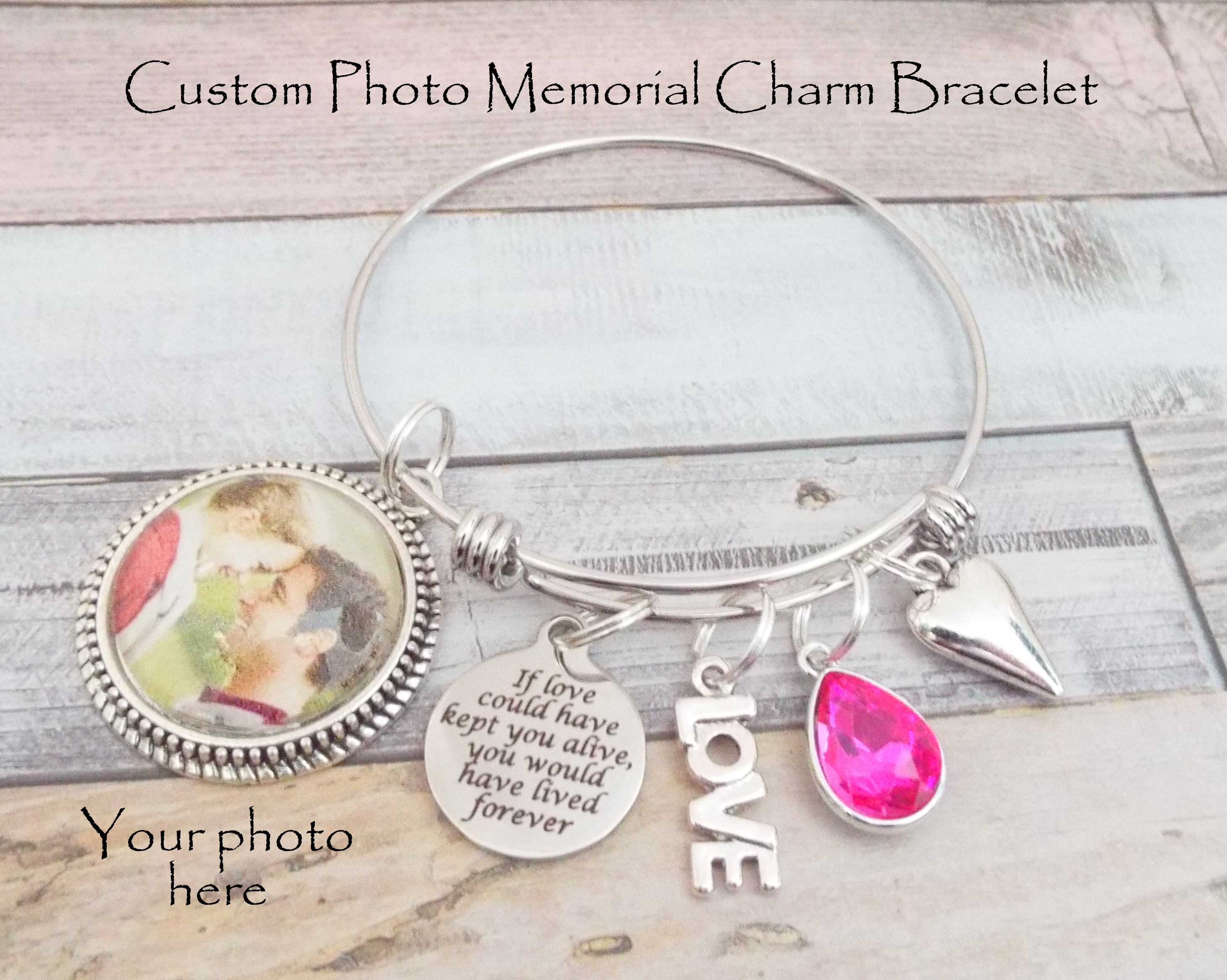 Memorial Bracelet, Sympathy Gift for Loss of Loved One, Custom Photo ...