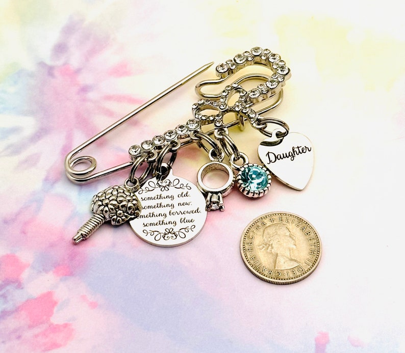 Bride Wedding Dress Pin: Something Old, New, Blue, Borrowed, Bridal ...