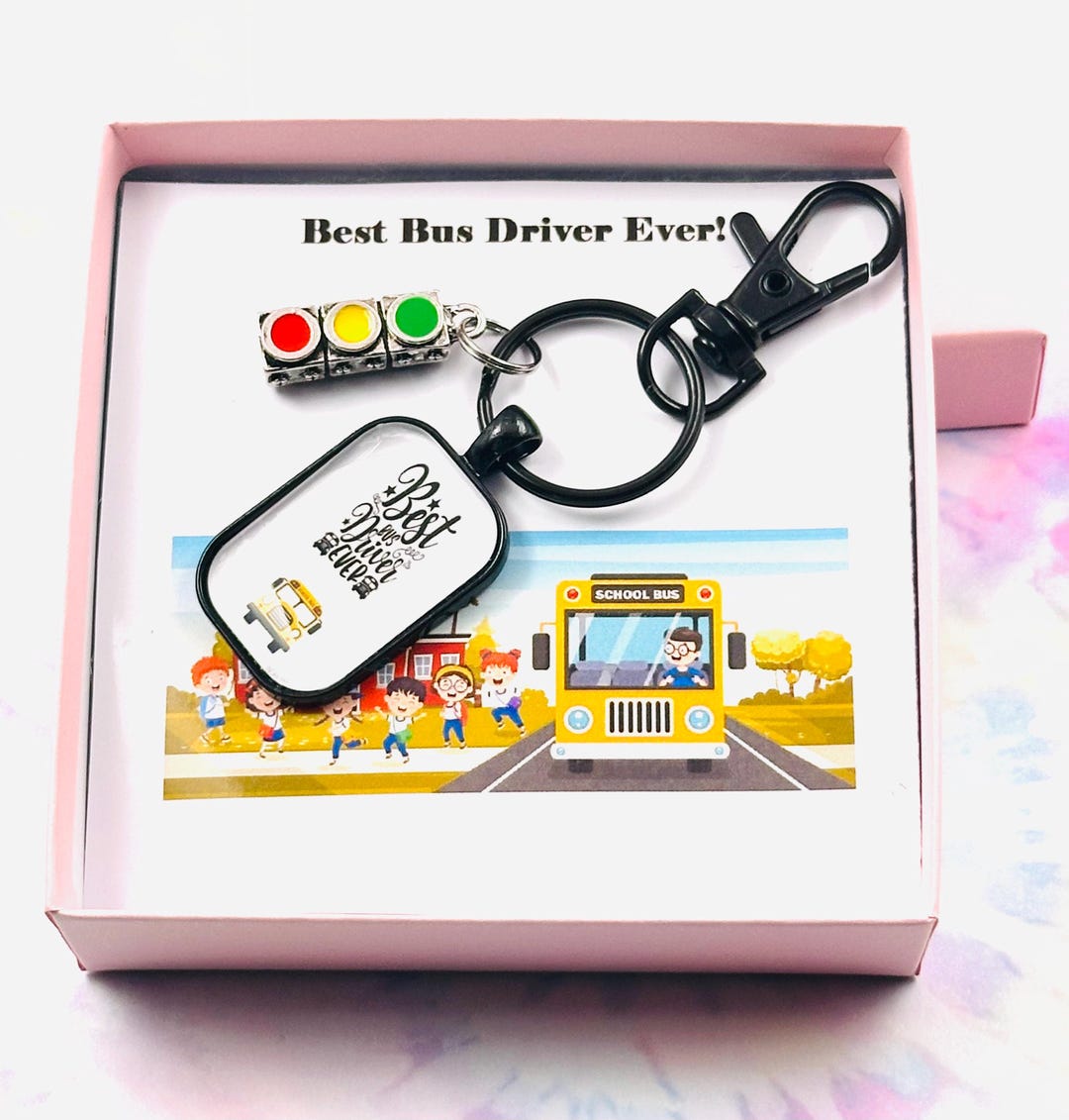 School Bus Driver Keychain: Appreciation Gift With Traffic Light Charm ...
