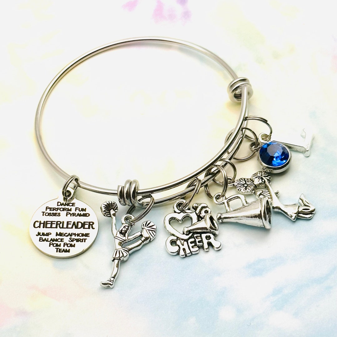 Personalized Cheerleader Charm Bangle: Sports Jewelry Gift - Etsy