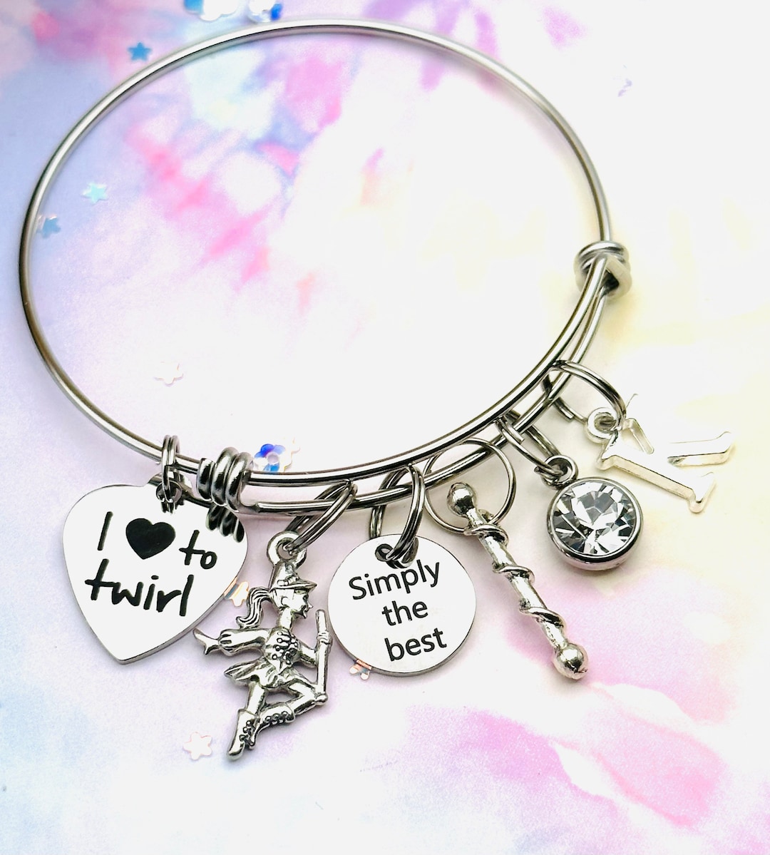 Personalized Baton Twirler Charm Bracelet: Stainless Steel Majorette ...