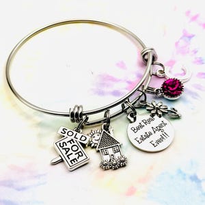 Real Estate Agent Charm Bracelet, Personalized Initial Birthstone Gift ...
