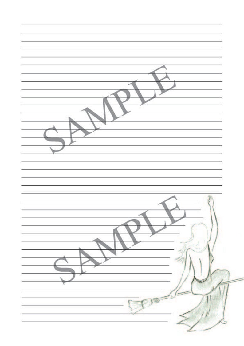 Journal Page Centered Witch on a Broom Digital Printable - Etsy