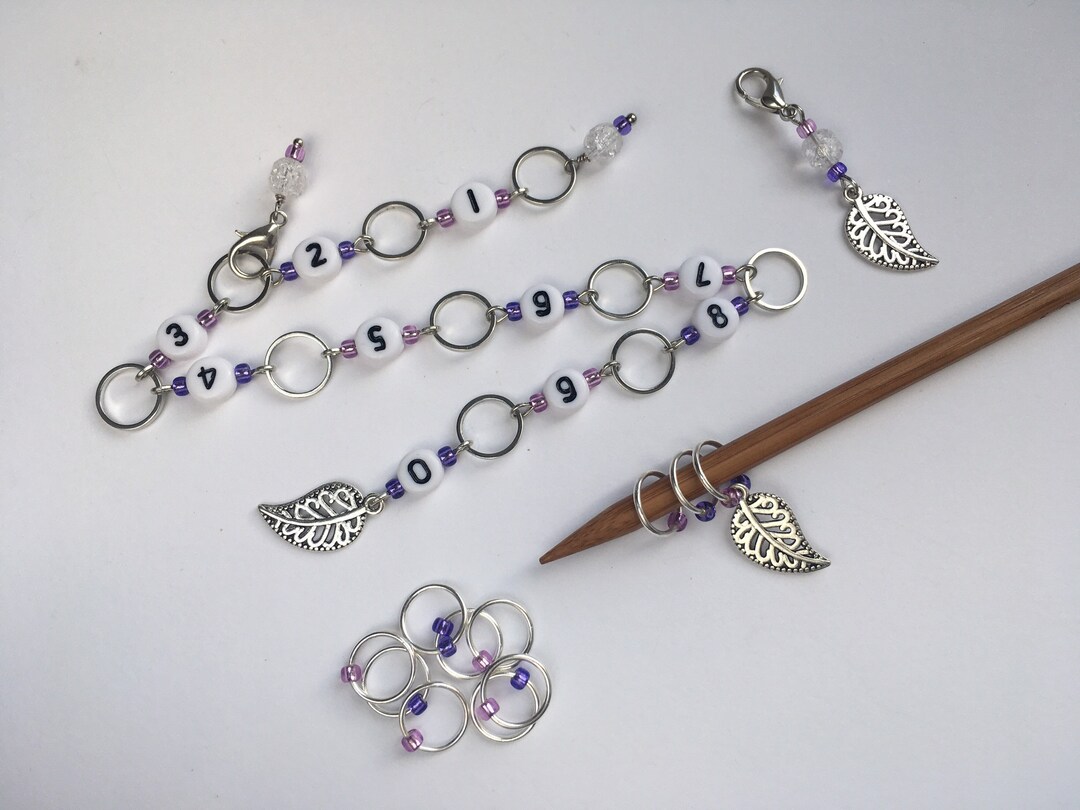 Knitting Row Counter Chain and Stitch Markers Set. Progress Keeper ...