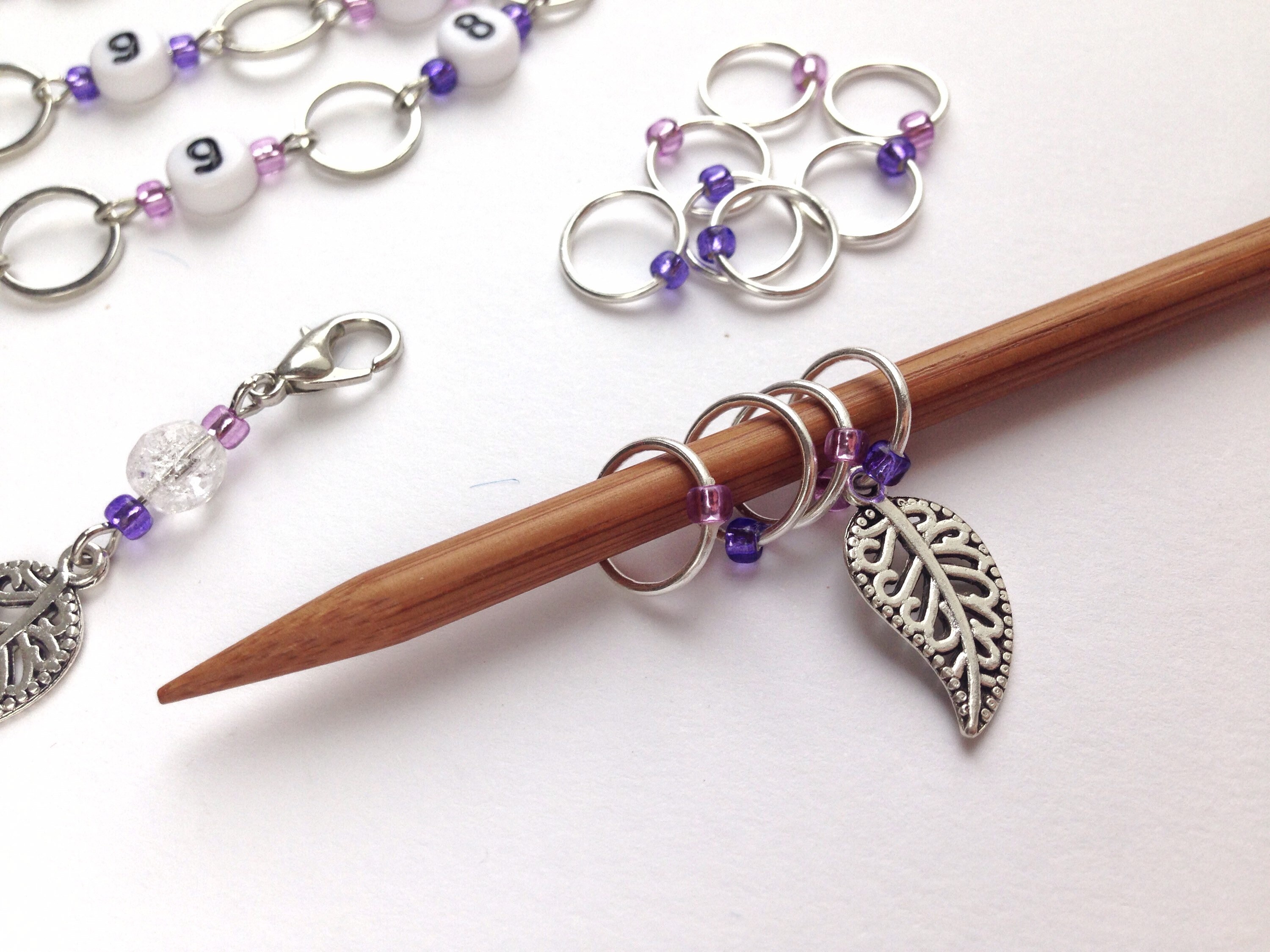 Knitting Row Counter Chain and Stitch Markers Set. Progress - Etsy