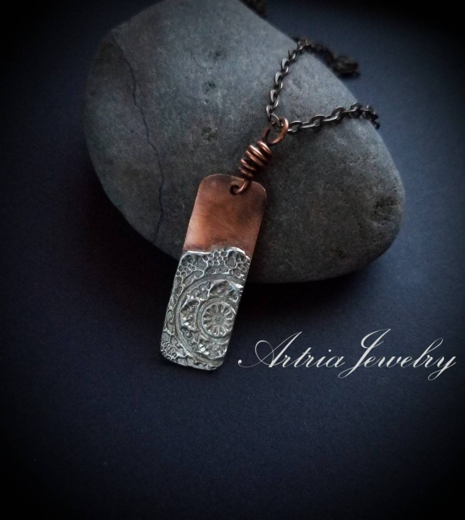 Mandala Stamped Silver Solder Copper Bar Earrings, Copper Mandala ...