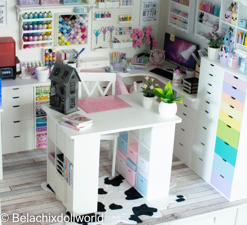 1/4 Miniature Craft Room Desk Miniature Crafting Table - Etsy