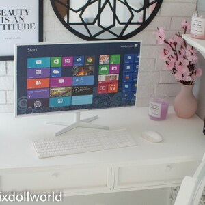 1:4 Dollhouse Monitor With Mouse and Keyboard, Miniature Computer ...