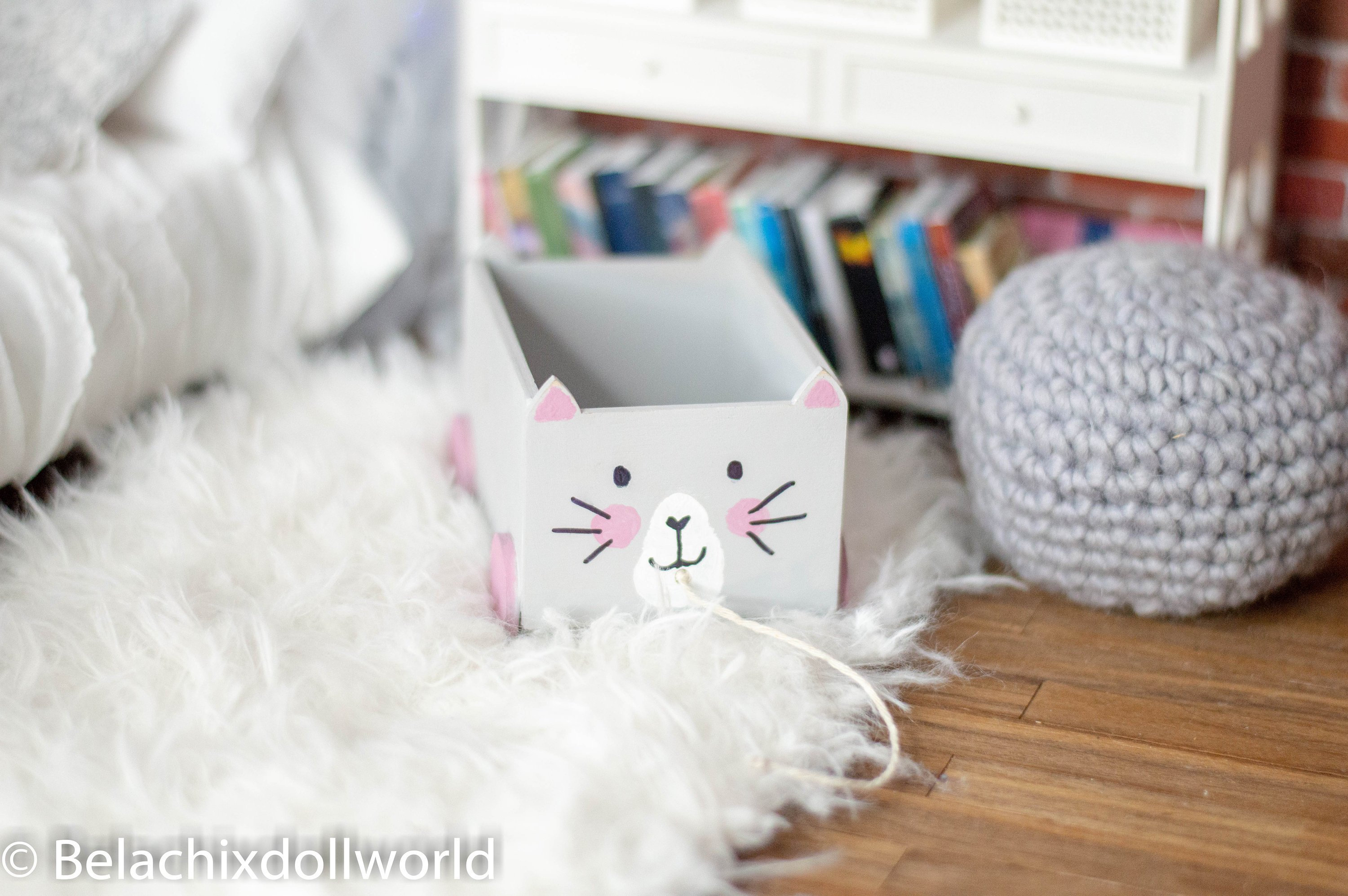 Miniature painted cat toy box toy chest miniature furniture | Etsy