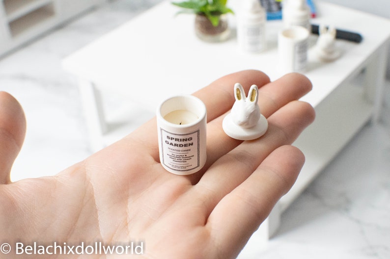 1 Pc Miniature Vanilla Scented Candle, Jar + Lid, Rabbit, Dollhouse ...
