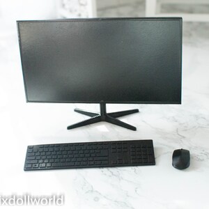 1:4 Dollhouse Monitor With Mouse and Keyboard, Miniature Computer ...