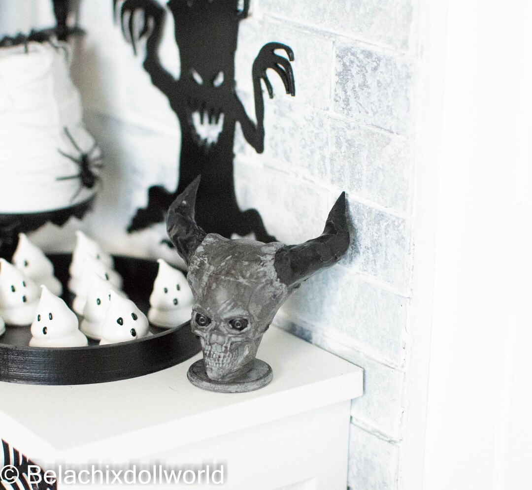 1/4 , 1/6 Miniature Devil Statue, Miniature Halloween, Dollhouse ...