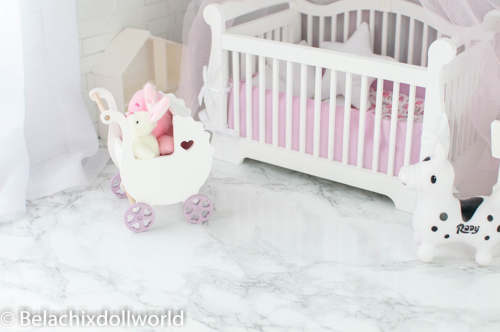 Miniature Doll Stroller , 1/6, Miniature Stroller, Miniature Carriage ...