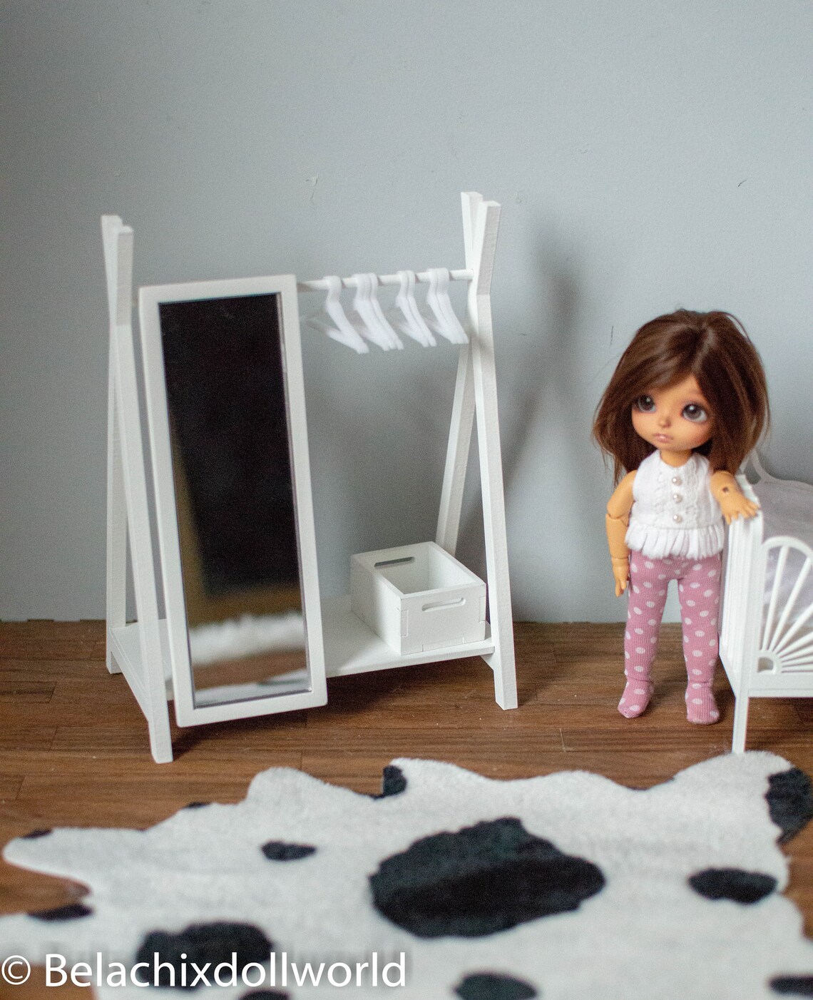 Miniature Clothing Rack With Mirror 1/8 Miniature Wardrobe | Etsy