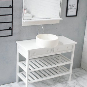 1:4 Miniature Bathroom Vanity Cabinet With Sink and Faucet, Dollhouse ...